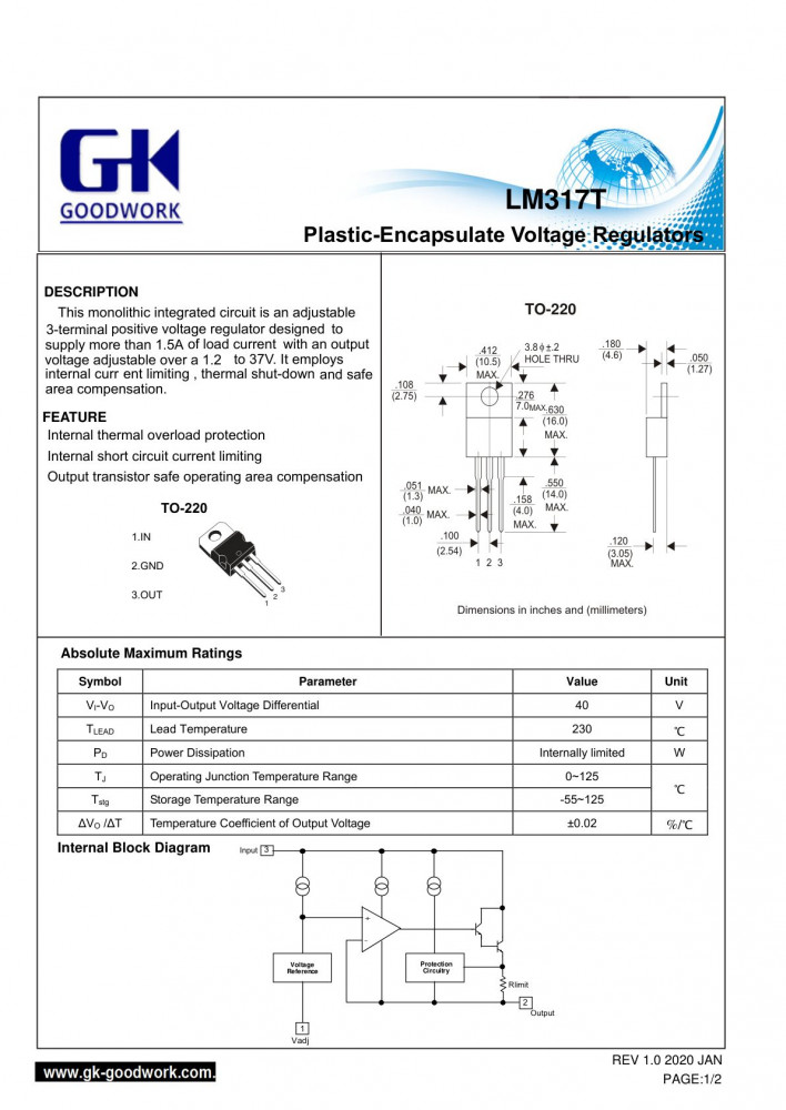 GOODWORK LM317T datasheet page 1