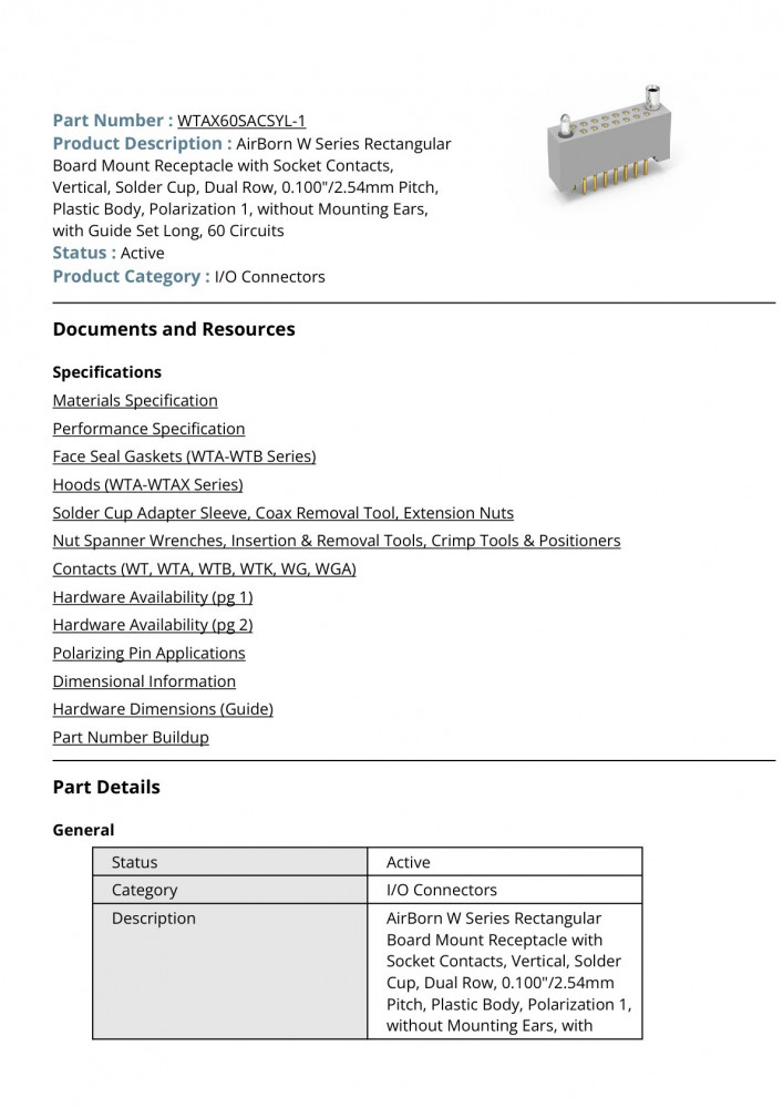 WTAX60SACSYL-1 technical document page 1