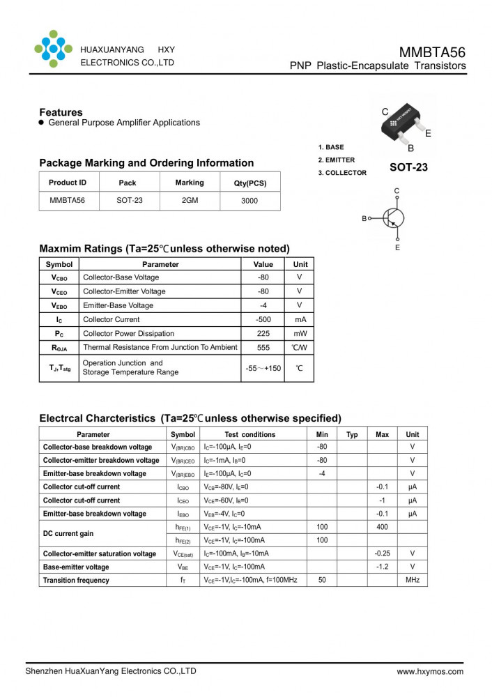 MMBTA56 datasheet page 1