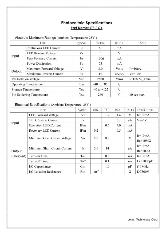 LTP-1G4 datasheet page 2