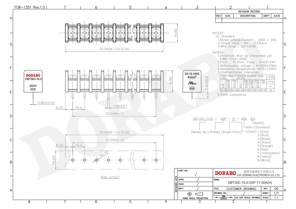 DBT30C-10.0-9P-BK-P technical document preview