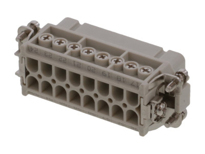 Heavy-Duty Screw Terminal Insert, Female, 16-Pole, 16A, Numbered 17-32, with Wire Protection, Silver (Ag) Plated Contacts, Size 16A «66x16» for sale