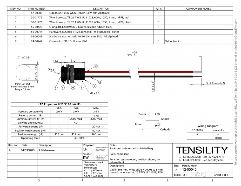Tensility International 12-00042 product drawing