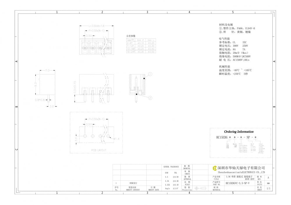 HC15EDGVC-3.5-4P-V product document page