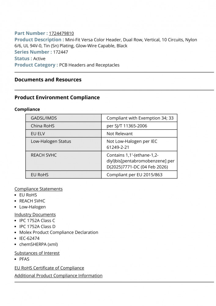 MOLEX 1724479810 document image, page 1