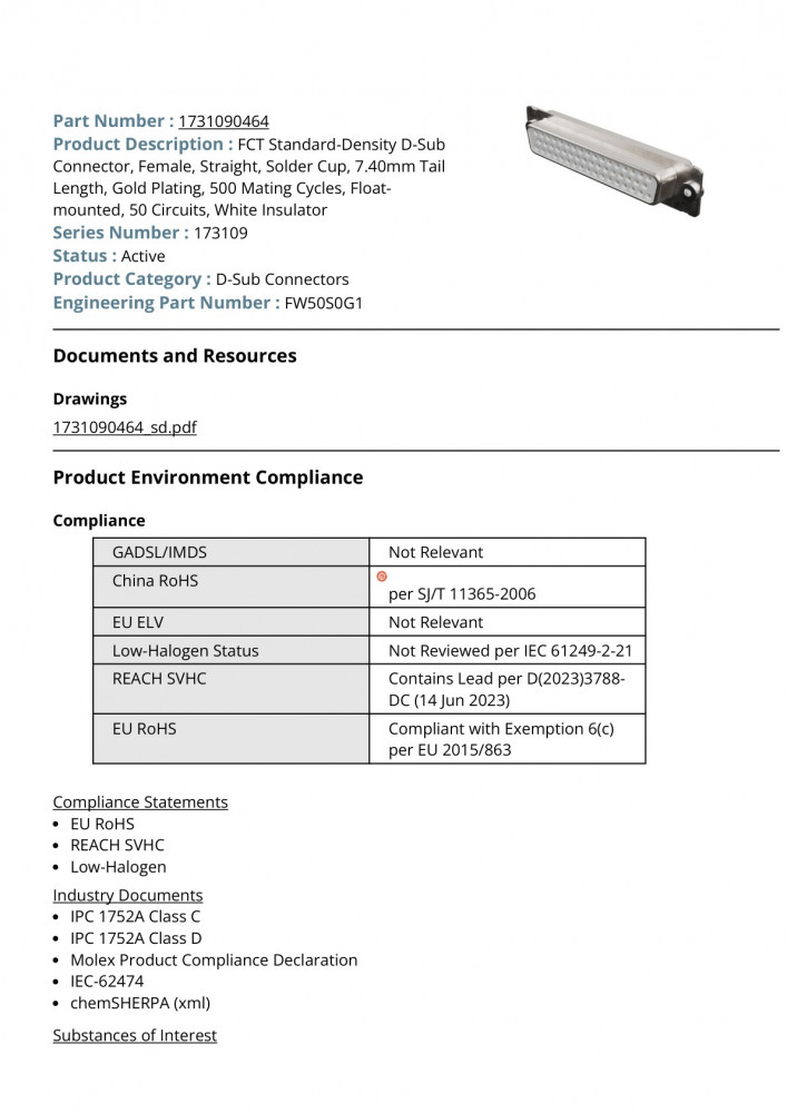 Molex cable assembly drawing page 1