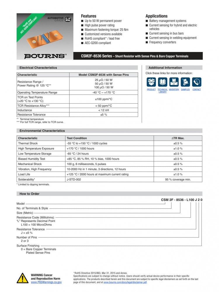 BOURNS CSM2F-8536 series datasheet page 1