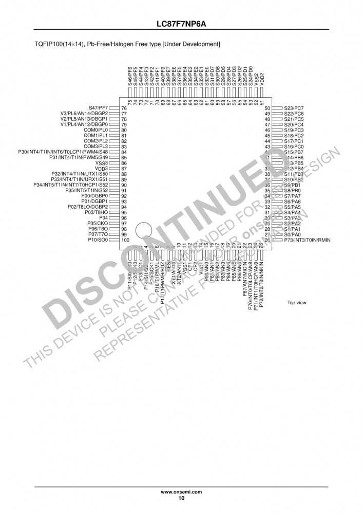 LC87F7NP6A datasheet page 10