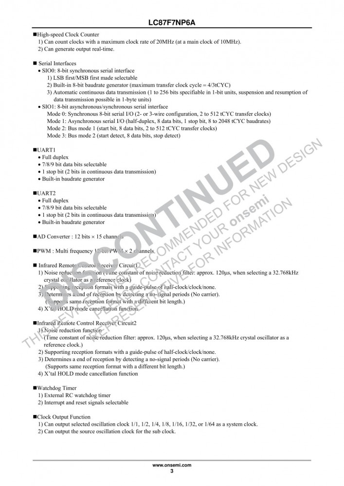LC87F7NP6A datasheet page 3