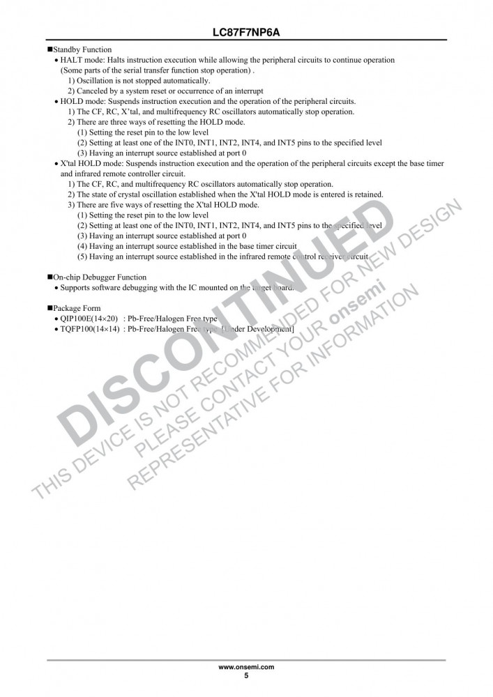 LC87F7NP6A datasheet page 5