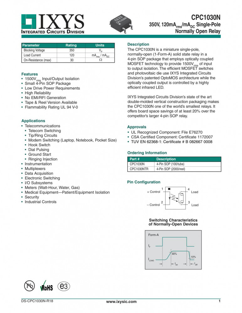 CPC1030N technical document page 1