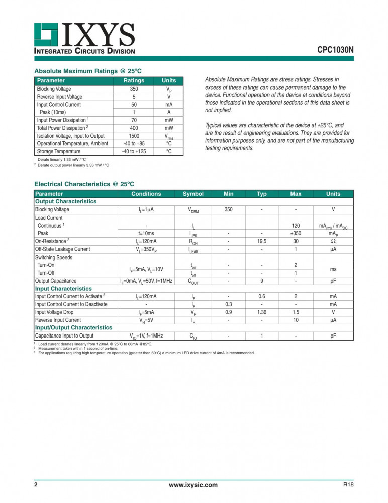 CPC1030N technical document page 2