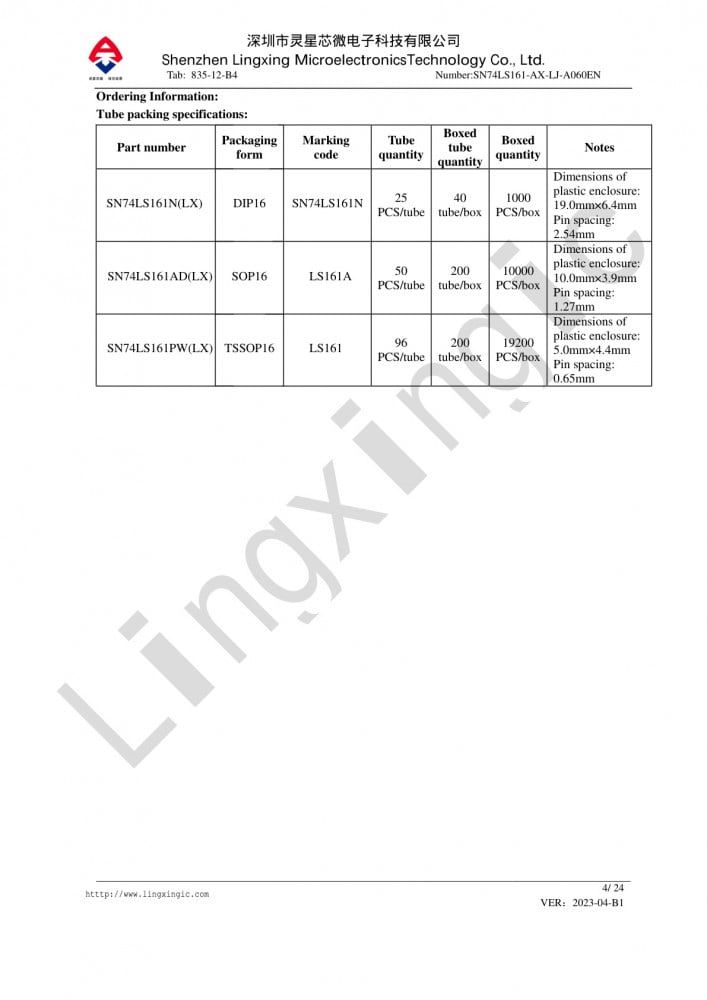 SN74LS161N(LX) datasheet page 4