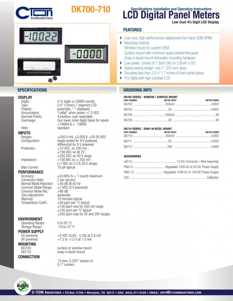 DK710 product documentation page 1