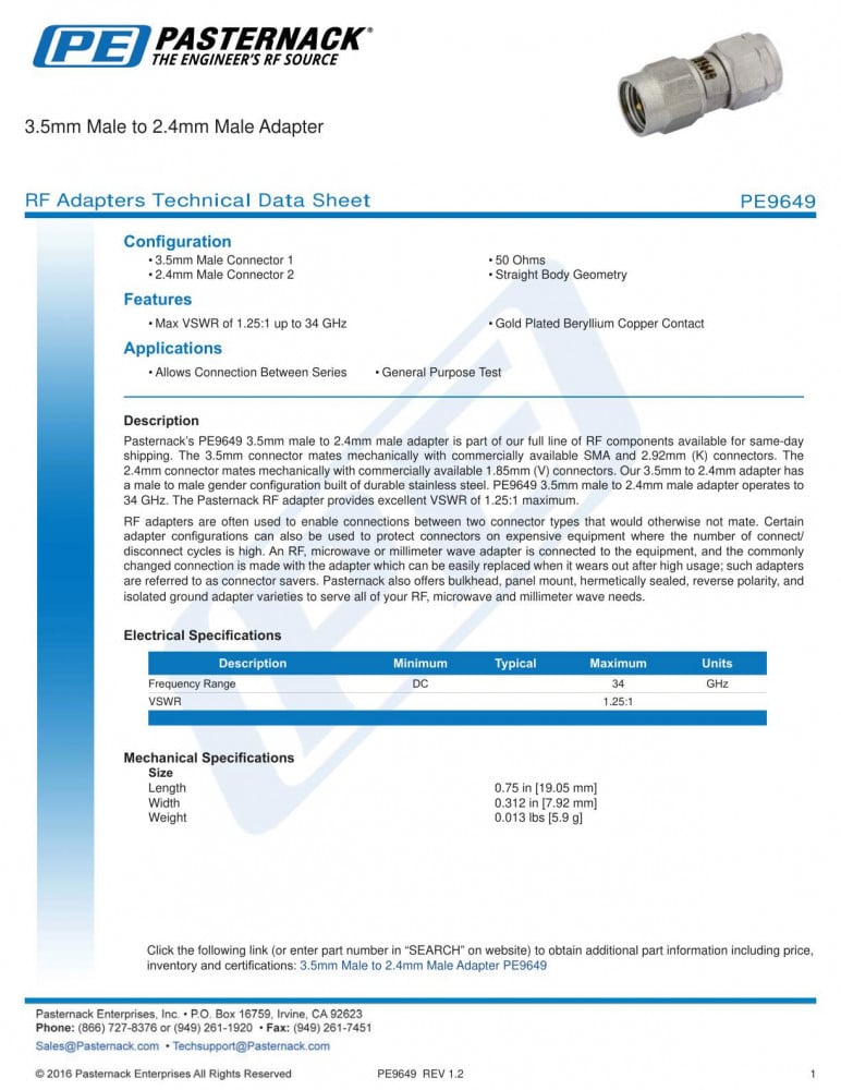PE9649 technical document page 1