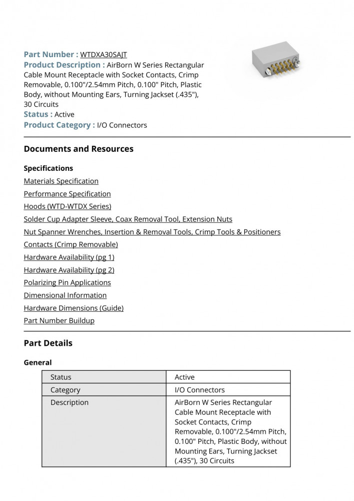 WTDXA30SAJT technical document page 1