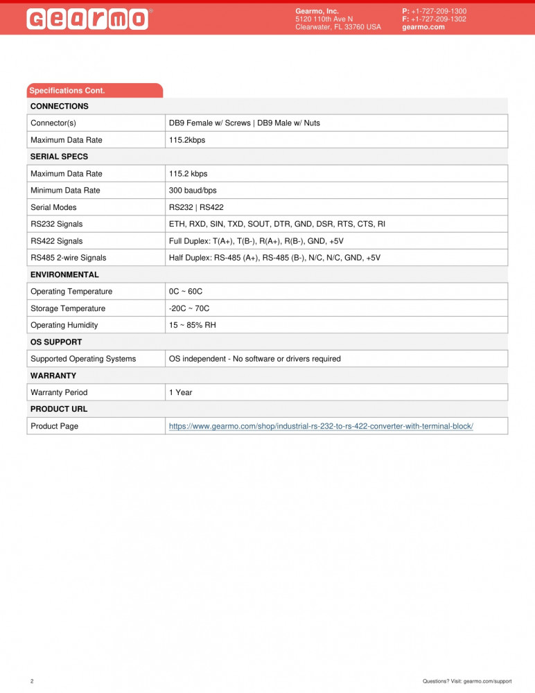 GM-1005A-B technical data sheet image 2