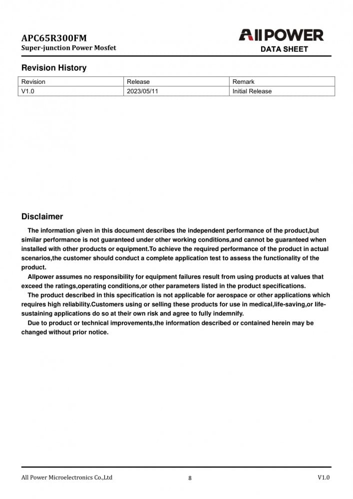 APC65R300FM datasheet page 8