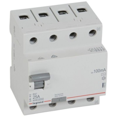 RCD LR - 4P 400V~ 25A RCCB - 100mA AC type - 4kV impulse withstand - DIN rail mounting for sale