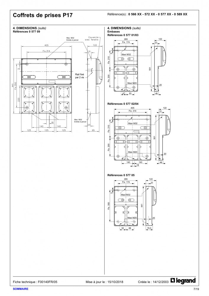 Legrand P17 socket enclosure technical document page 7