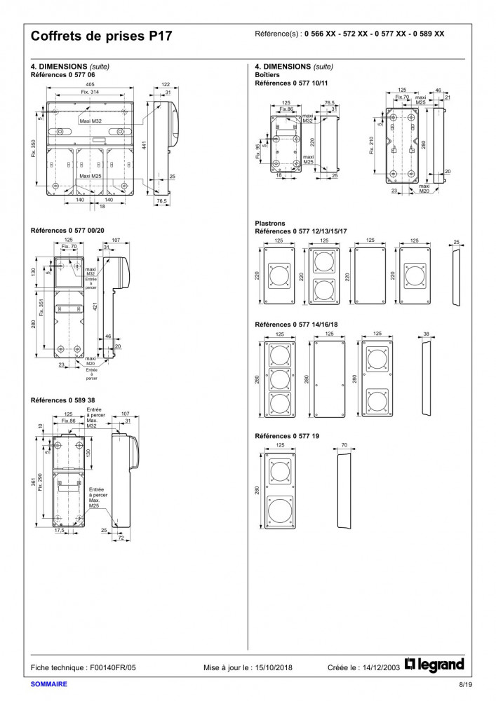 Legrand P17 socket enclosure technical document page 8