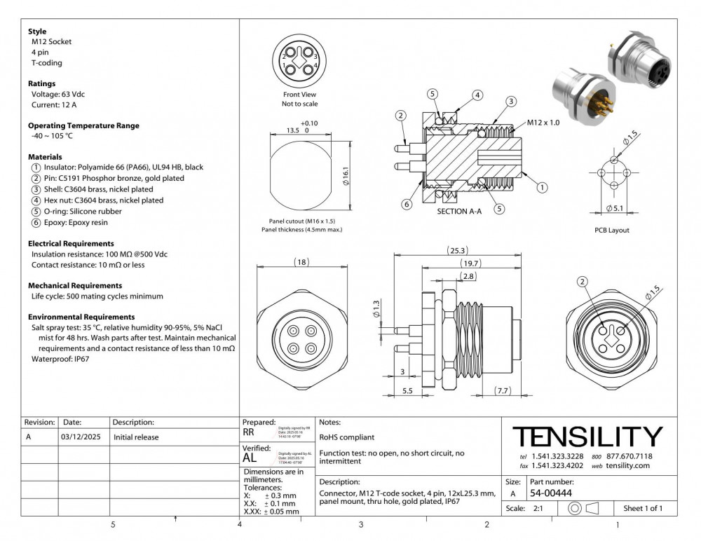 Tensility International 54-00444 product drawing preview