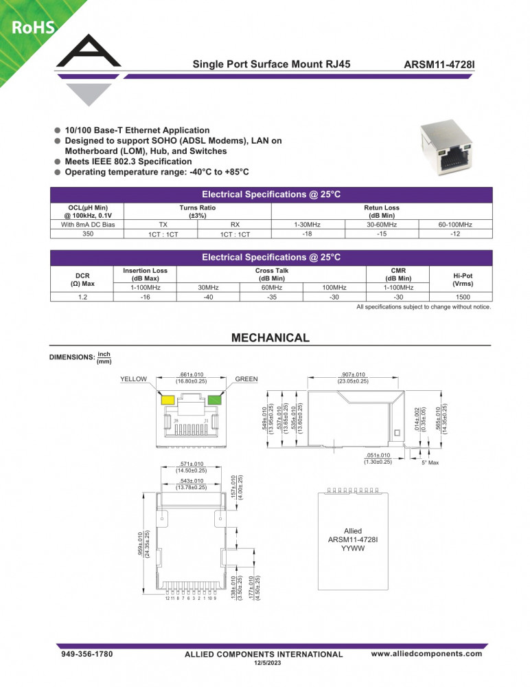 ARSM11-4782I technical datasheet page 1