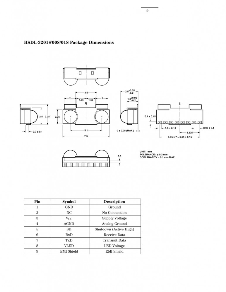 HSDL-3201 datasheet page 9