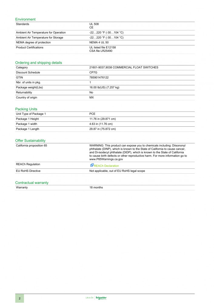 9038AW1N4 technical document page 2