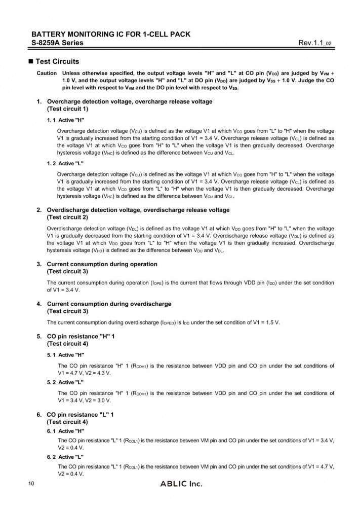 S-8259A Series datasheet page 10