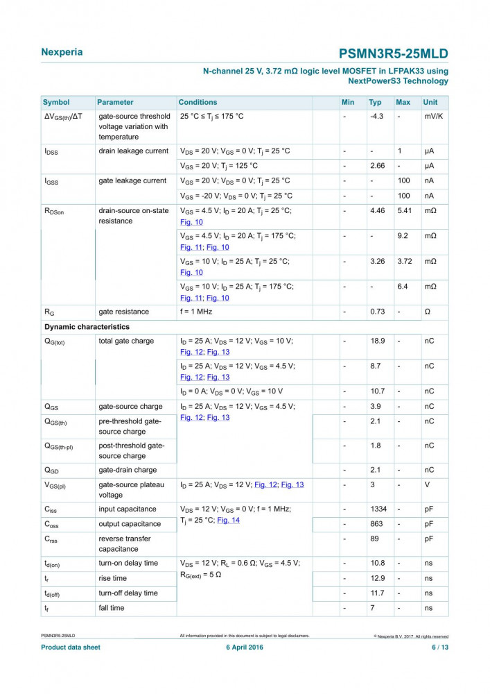 PSMN3R5-25MLD datasheet page 6
