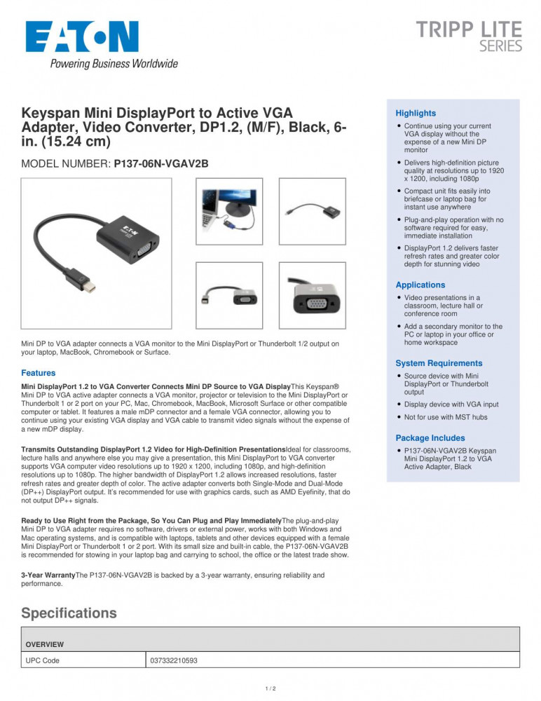 P137-06N-VGAV2B technical document page 1