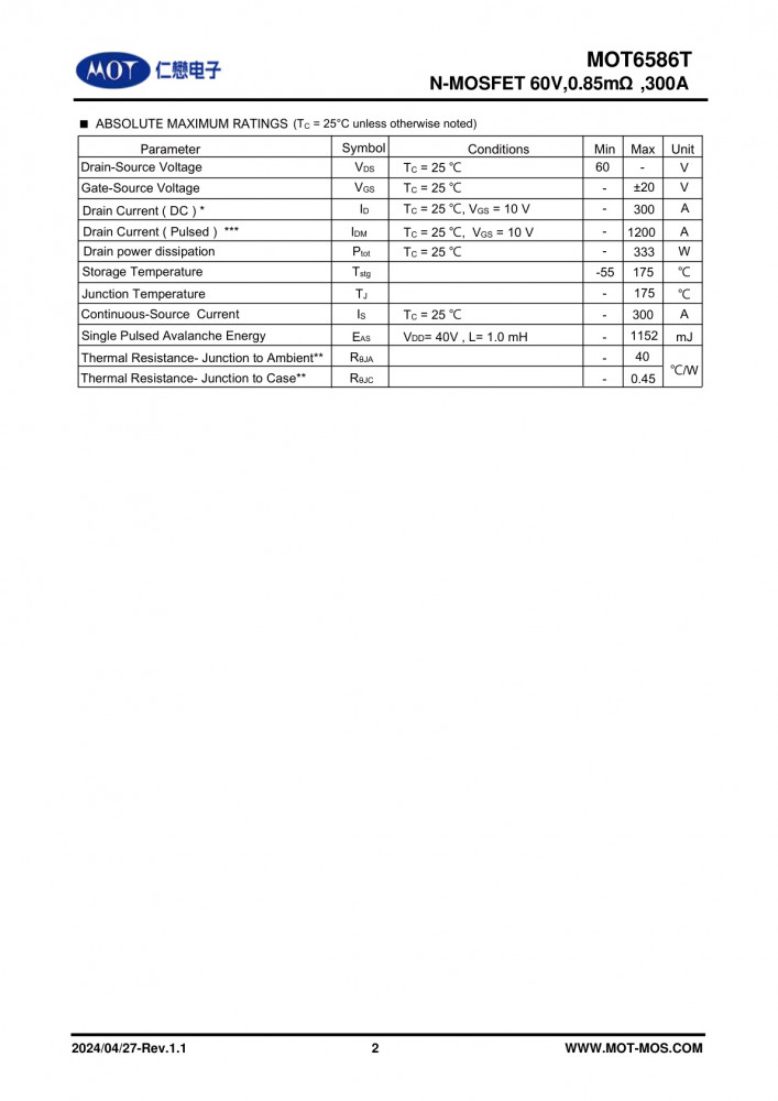 MOT6586T datasheet page 2
