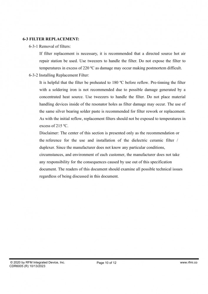 CDR6005 specification page 10