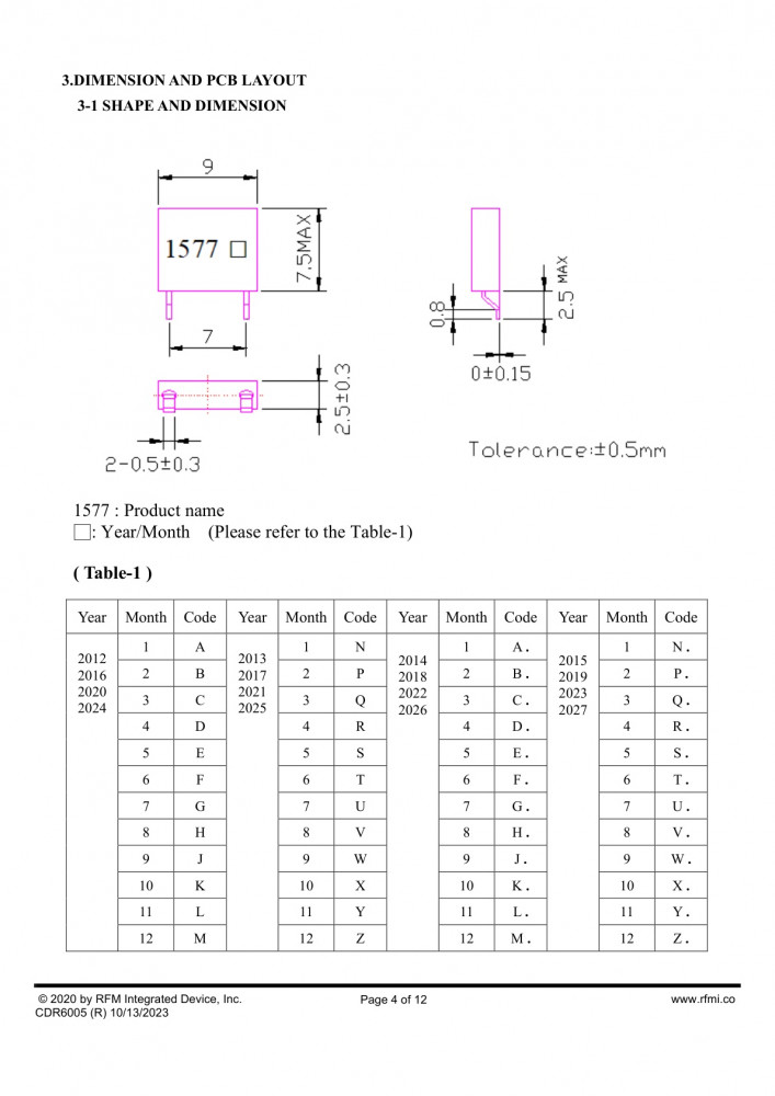 CDR6005 specification page 4