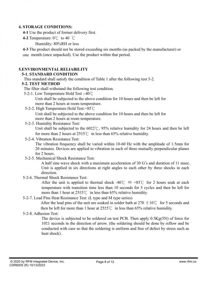 CDR6005 specification page 8