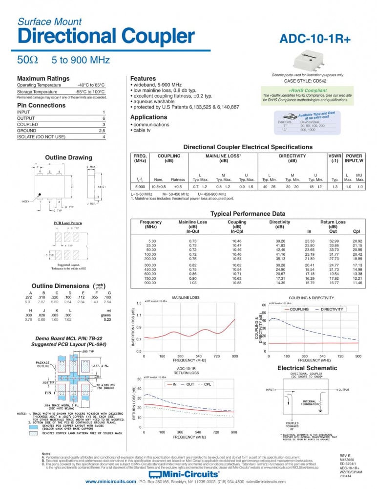 ADC-10-1R+ technical document preview