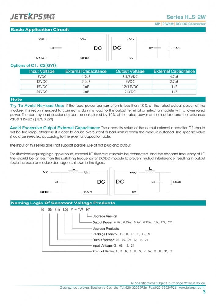 JETEKPS H2415S-2W datasheet page 3
