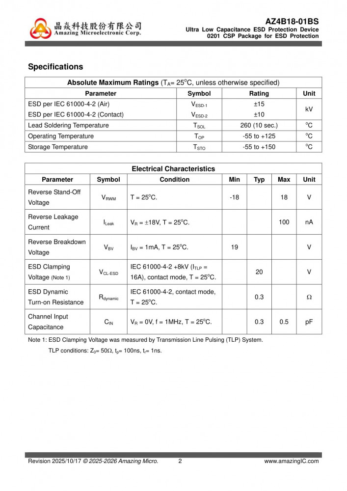 AZ4B18-01BS datasheet page 2