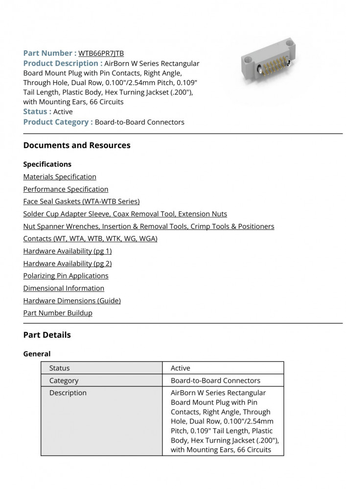 WTB66PR7JTB technical document image 1