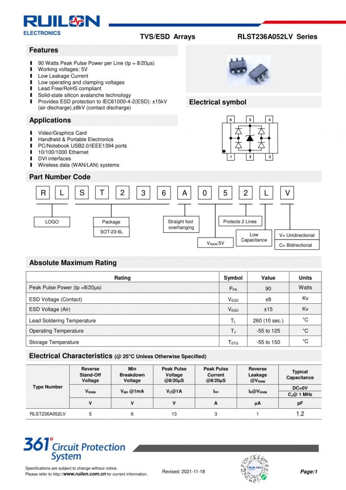 RLST236A052LV technical document page 1