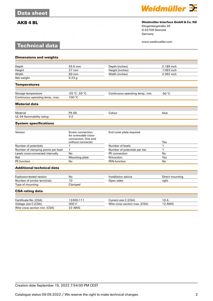 AKB 4 BL technical document page 2