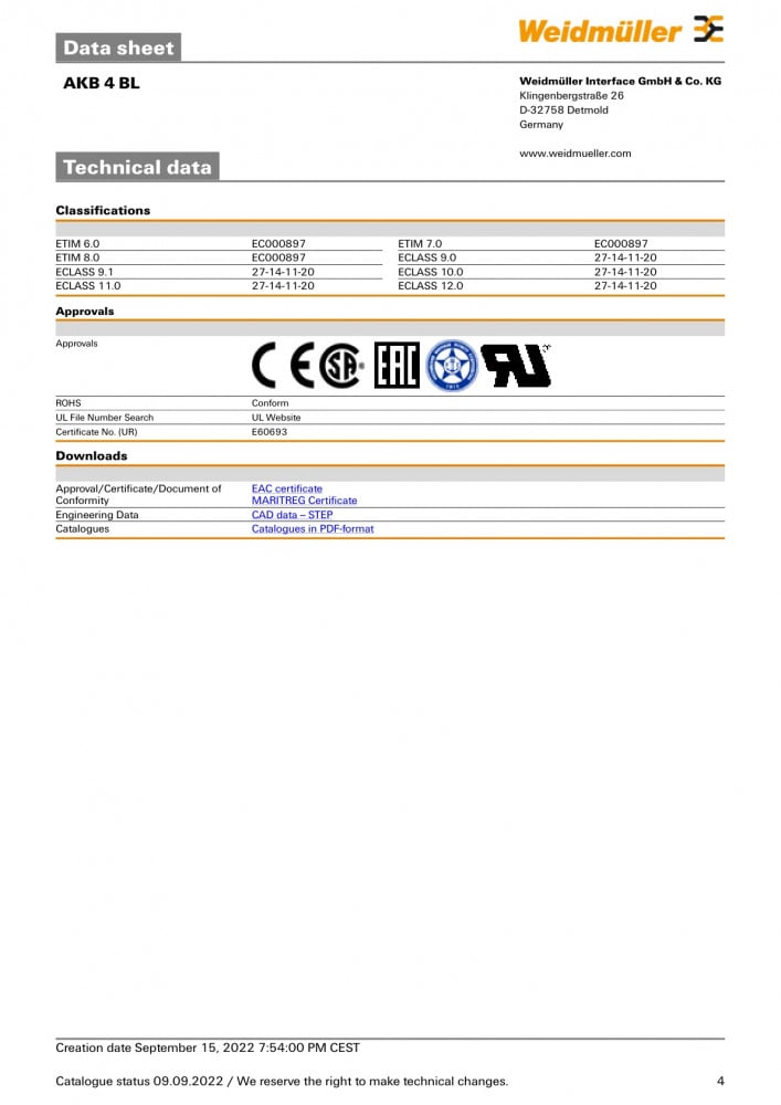 AKB 4 BL technical document page 4