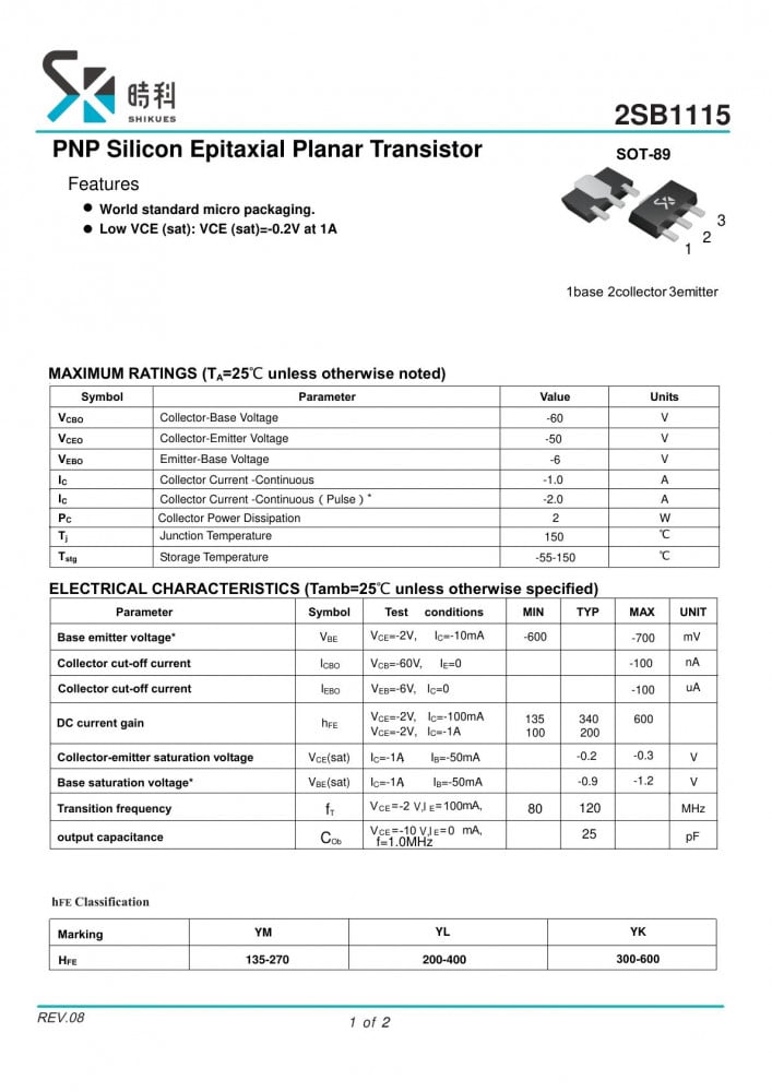 2SB1115 datasheet page 1