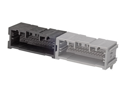 Mini50 Unsealed 2 Bay Vertical Headers, 68 Circuits, Bay A 34 Circuit Hybrid, Polarization A, Black; Bay B 34 Circuit Hybrid, Polarization B, Gray; Tray
