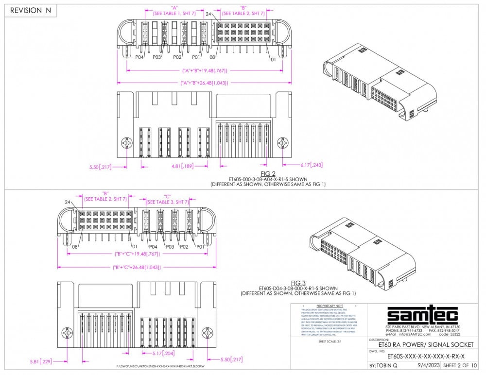 Samtec ET60 drawing sheet 2