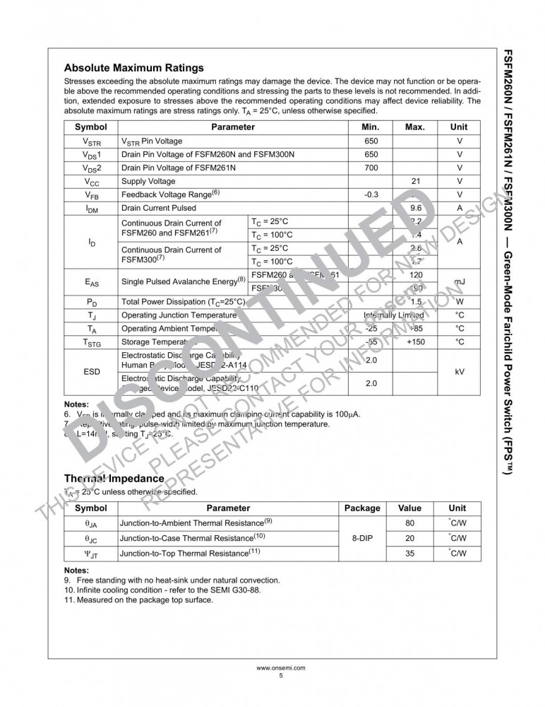 FSFM260 datasheet page 5
