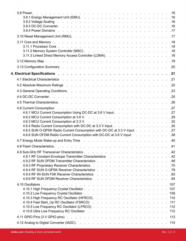 EFR32FG25 datasheet preview, page 6