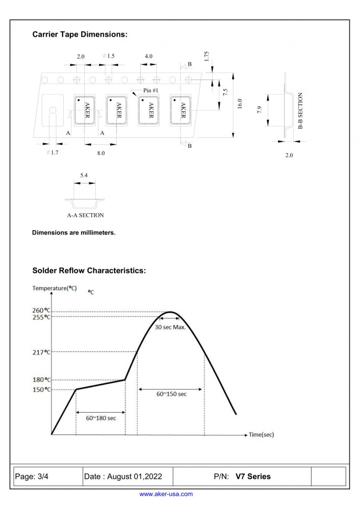 AKER V7 series VCXO datasheet page 3