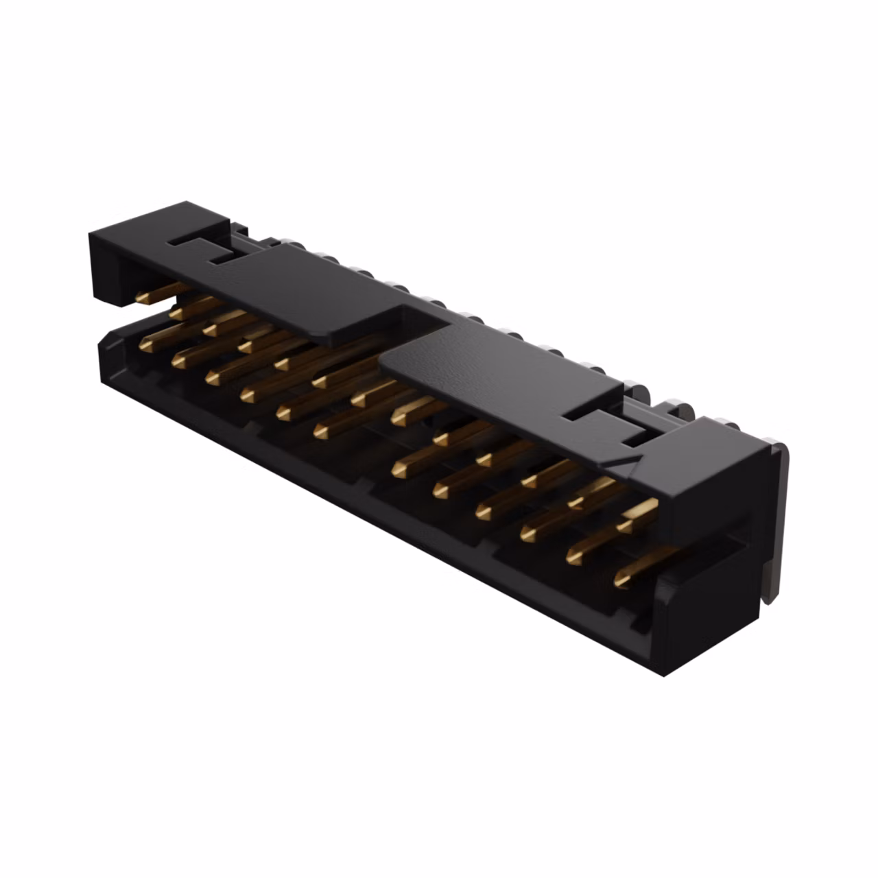 2.00mm Pitch, Milli-Grid PCB Header, Dual Row, Right-Angle, Through Hole, 26 Circuits, Circuit 14 Voided, 0.76µm Gold (Au) Plating, 2.16mm Tail Length, Dual Side Slots, Dual Friction Locks, Center Polarization, Tube for sale